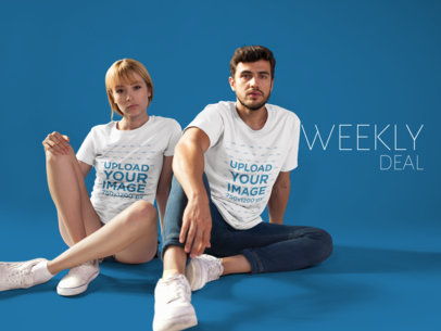 Placeit - Facebook Ad - Friends Sitting Down Wearing T-Shirts