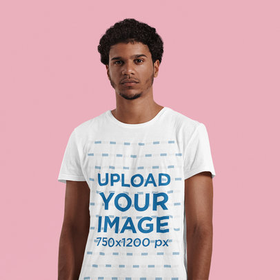 Placeit - Mockup of a Smiling Man Posing in a Rounded-Neck T-Shirt