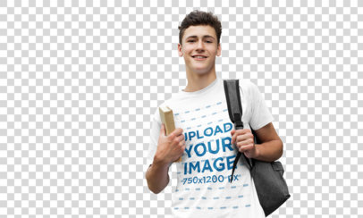 Placeit - Mockup of a College Student Wearing a T-Shirt on Campus