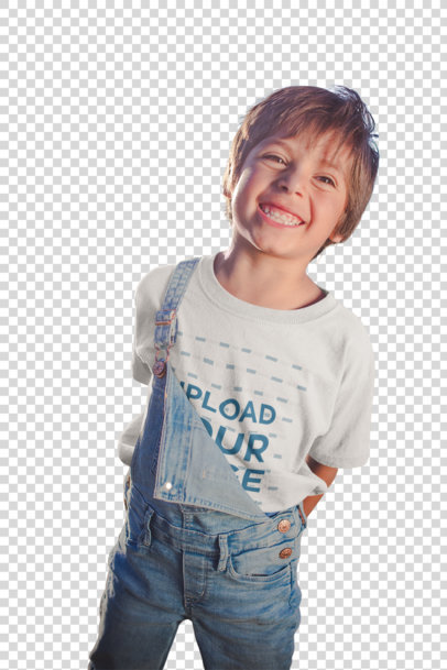 Placeit - Smiling Kid Wearing a T-Shirt Mockup at a Park
