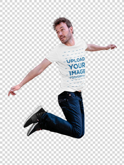 Placeit - Transparent T-Shirt Mockup of a Stylish Man Walking Down the ...