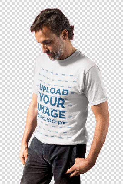 Placeit - Transparent Closeup of a Man Wearing a Tshirt Mockup in a ...