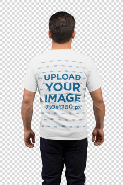 Placeit - Transparent Plain Back Shot T-Shirt Mockup of a Man