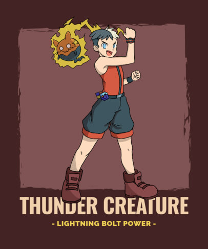 Placeit - Anime-Styled T-Shirt Design Template With Pokémon-Inspired ...