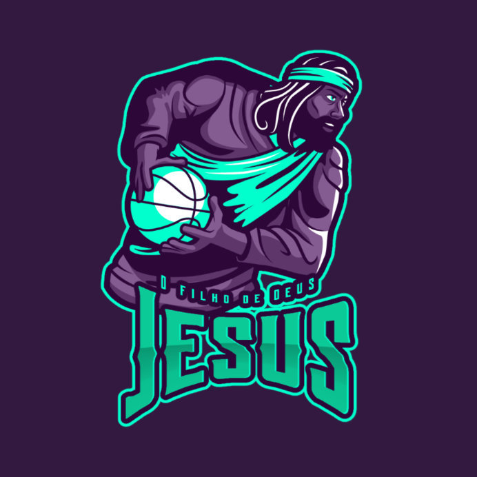 Placeit - Sports Logo Maker Featuring a Graphic of Jesus Playing Basketball