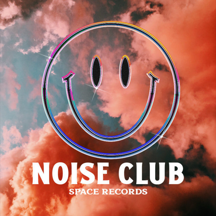 Placeit - Chrome-Themed Album Cover Maker Featuring a Shiny Smiling Face