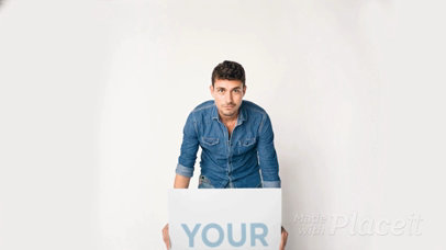 Placeit - Young Man Holding a Big Poster Video Mockup Putting It Up