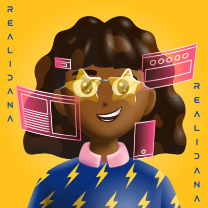 Placeit - Avatar Maker Featuring a Metaverse-Themed Character with Blue ...