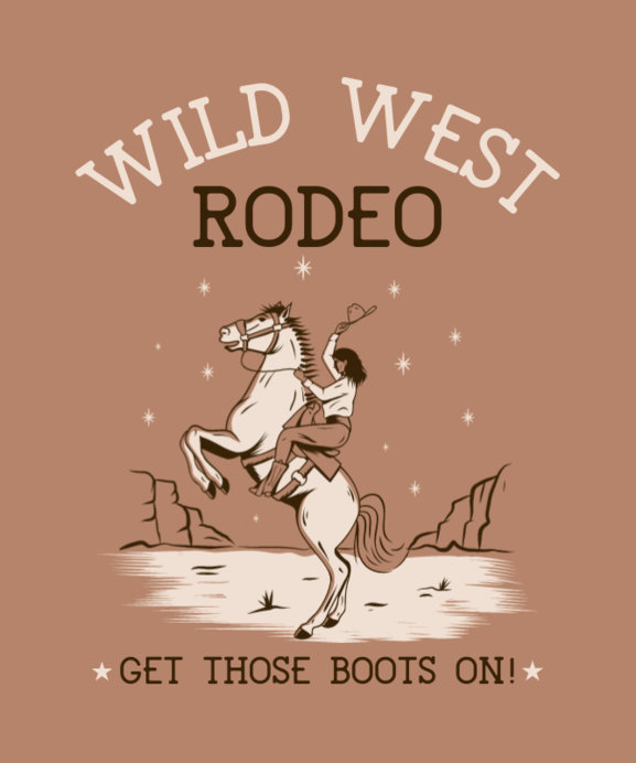 Placeit - Rodeo T-Shirt Design Template Featuring Western-Themed Graphics