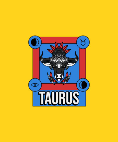 Placeit - T-Shirt Design Template with a Taurus Zodiac Sign Graphic