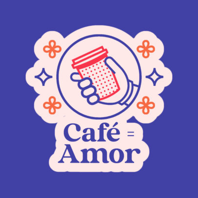 Placeit - Sticker Design Maker Featuring a Coffee Theme and a Cute Graphic