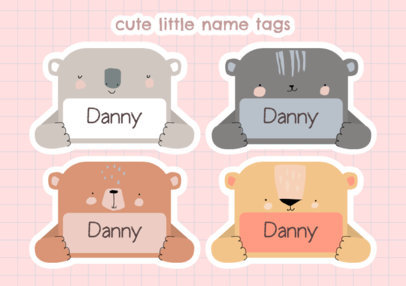 Placeit - Name Tag Template Featuring Cute Baby Animal Illustrations