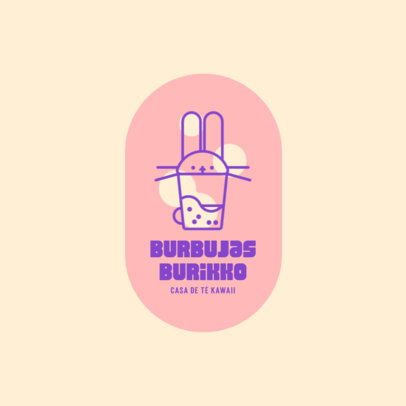 Placeit - Bubble Tea Bar Logo Maker Featuring a Kawaii Illustration