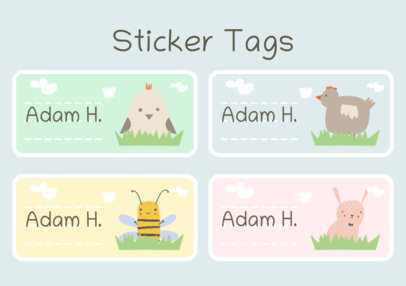 Placeit - Illustrated Name Tag Generator Featuring Cute Animal Graphics