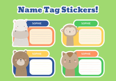 Placeit - Name Tag Sticker Generator for Preschool Students Featuring ...