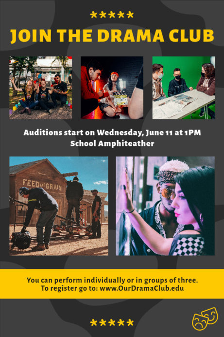Placeit - Event-Themed Flyer Creator for an Audition for School Drama Club