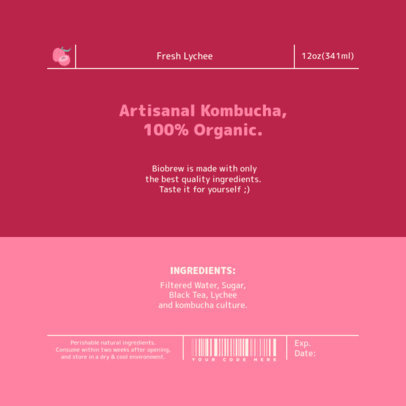 Placeit - Front Label Design Creator for a Homemade Lychee Kombucha