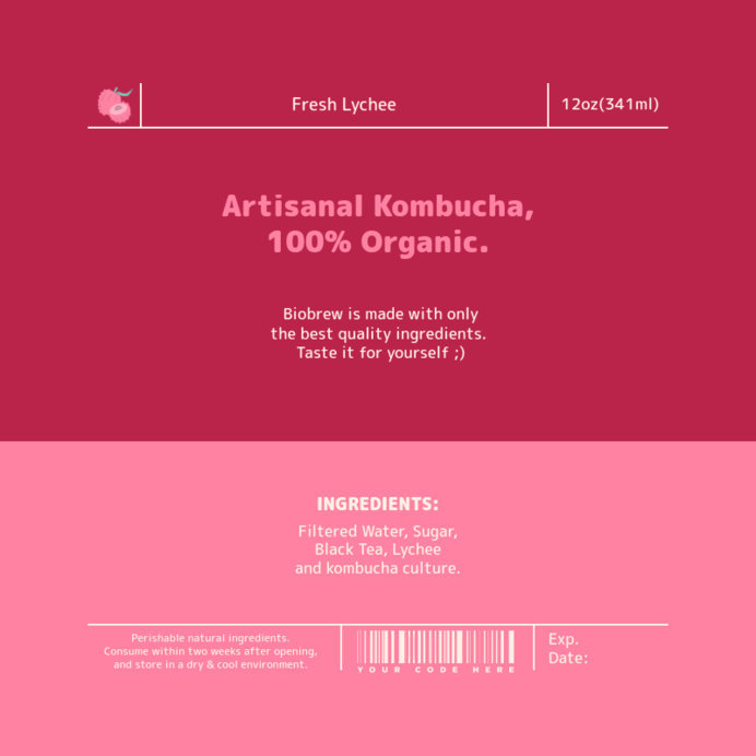 Placeit - Back Label Design Creator for an Artisanal Lychee Kombucha
