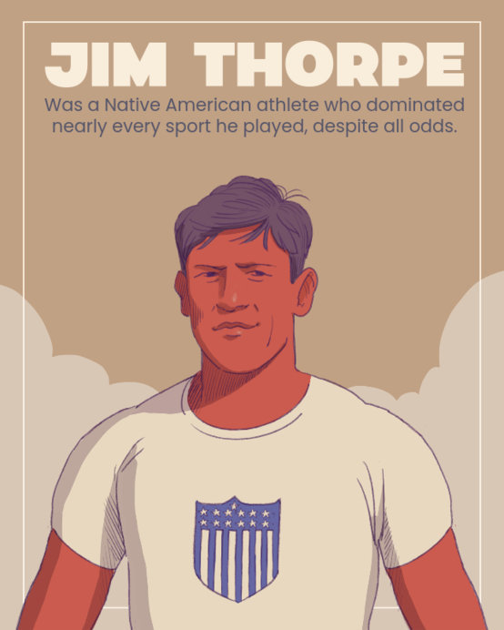 Placeit - Instagram Post Template Featuring a Portrait of Jim Thorpe ...