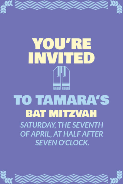 Placeit - Jewish-Themed Invitation Design Template for a Bar-Mitzvah Event