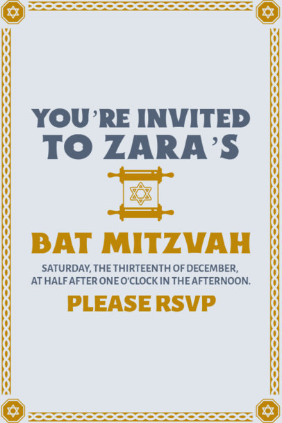 Placeit - Bat-Mitzvah Invitation Design Maker Featuring an Illustrated ...
