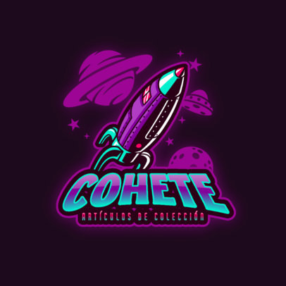 Placeit - Collectible Store Logo Maker Featuring a Spaceship Graphic