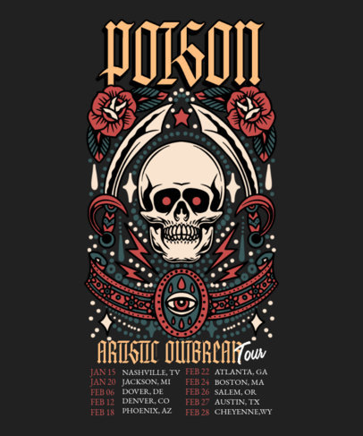 Placeit - Front T-Shirt Design Maker Featuring Rock Band-Inspired Graphics