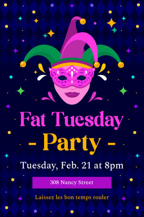 Placeit - Invitation Design Template for a Mardi Gras' Fat Tuesday Party