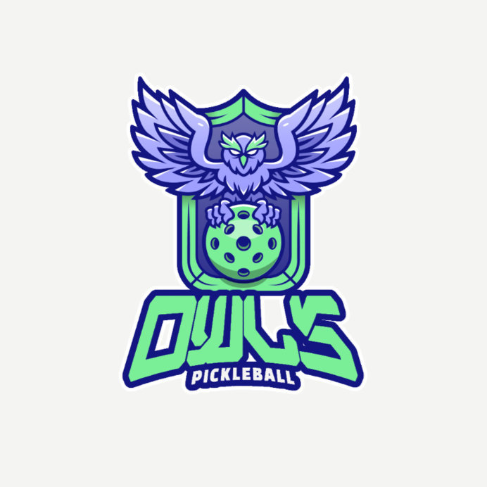 Placeit - Pickleball Team Logo Generator Featuring an Illustrated Owl