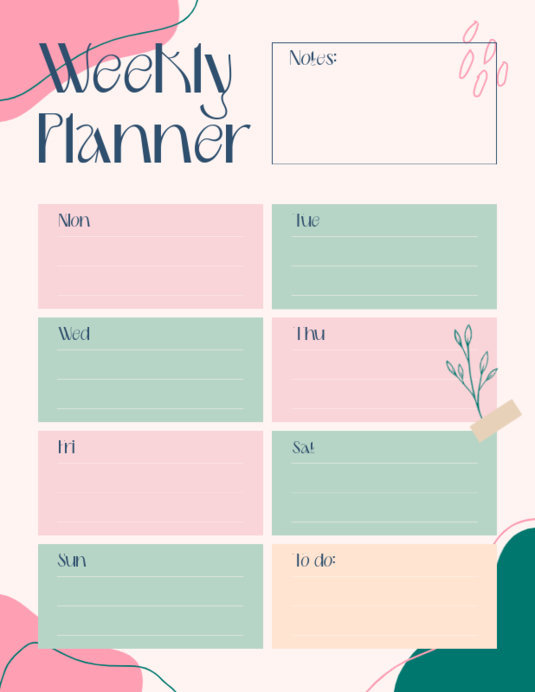 Placeit - Weekly Planner Maker Featuring Colorful Shapes