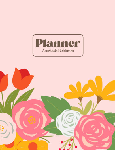 Placeit - Planner Cover Template Featuring a Colorful Bouquet of Flowers