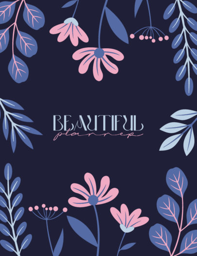 Placeit - Daily Planner Cover Template Featuring a Floral Design