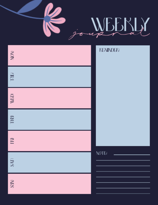 Placeit - Illustrated Planner Design Template for Weekly Reminders