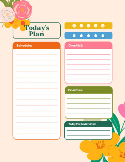 Placeit - Colorful Planner Maker Featuring Flowers and a Weekly Plan