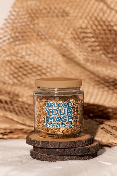 Placeit - Video of Three Glass Jars Placed on a Table Featuring an Eco ...