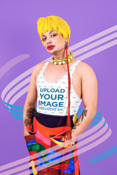 Placeit - Tank Top Mockup of a Trans Woman with a Pride Month-Inspired ...
