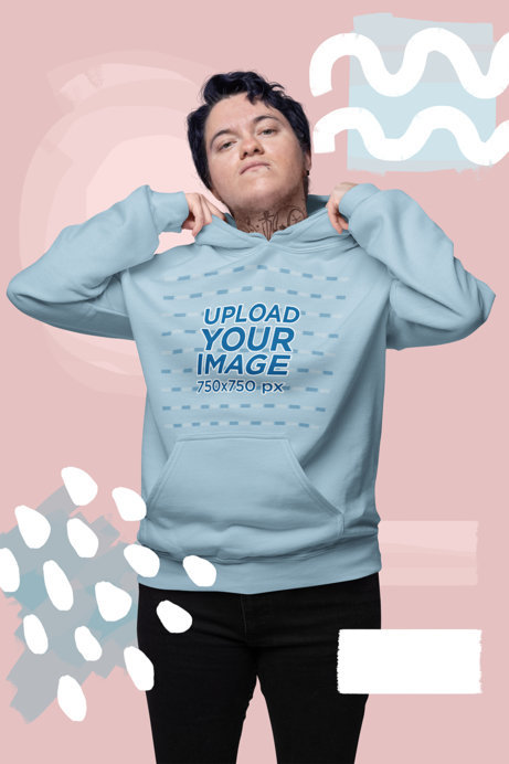 Placeit - Gildan Hoodie Mockup Featuring a Tattooed Man Posing for ...