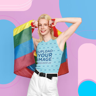 Placeit - Cropped Tank Top Mockup of a Transgender Model with an LGBT ...