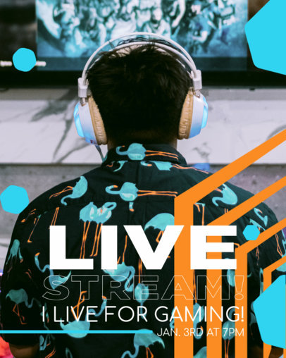 Placeit - Instagram Post Maker Featuring and Ad for a Gamer's Live Stream