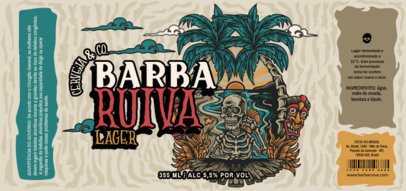 Placeit - Beer Label Generator Featuring a Surfing Skeleton Illustration