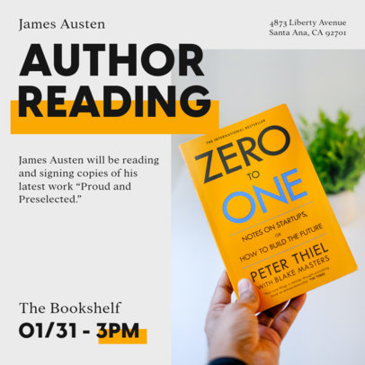 Placeit - Instagram Post Maker for a New Book's Author Reading Event