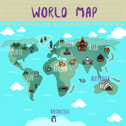 Placeit - Worksheet Design Template Featuring a World Map with Endemic ...
