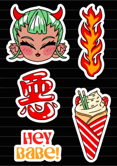 Placeit - Sticker Sheet Maker Featuring Y2K-Themed Graphics