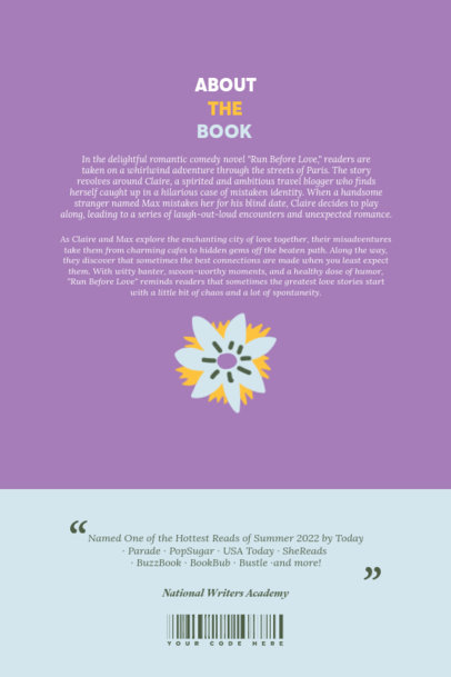 Placeit - Back Book Cover Template Featuring a Synopsis with a Flower ...