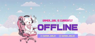 Placeit - Twitch Offline Banner Maker Featuring a Cute Kawaii Cat