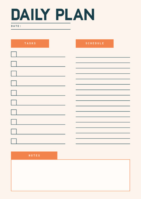 Placeit - Simple Planner Template Featuring Checklists for a Daily Schedule