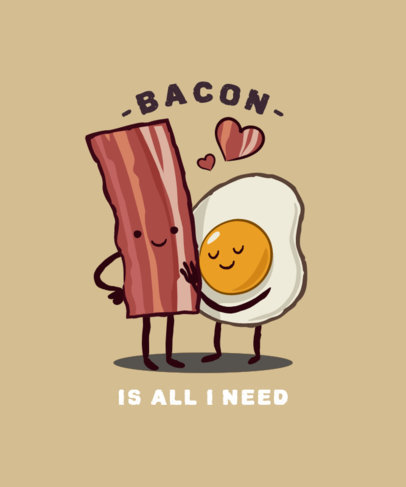 Placeit - Cartoonish T-Shirt Design Generator Featuring Two Bacon Graphics