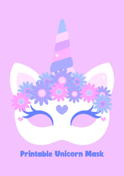 Placeit - Party Printable Mask Template Featuring a Unicorn for a Child ...