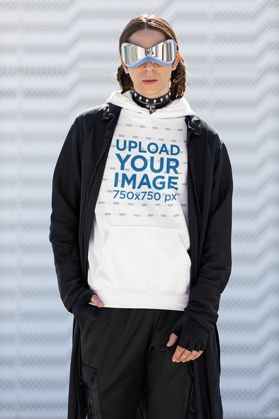 Placeit - Gildan Sweatshirt Mockup of a Serious Cosplay Man With ...
