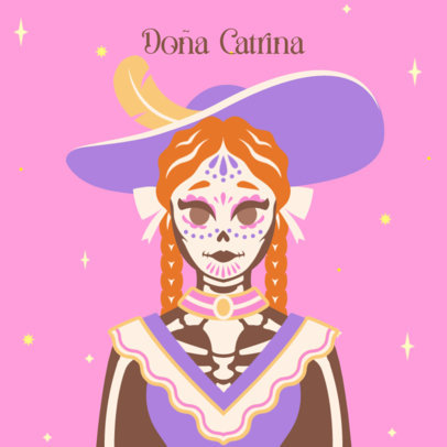 Placeit - Avatar Design Template Featuring a Mexican Catrina Illustration